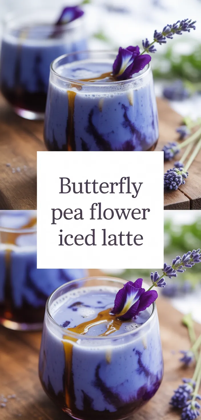Butterfly Pea Flower Iced Latte Recipe - blissfulbitesrecipes.com